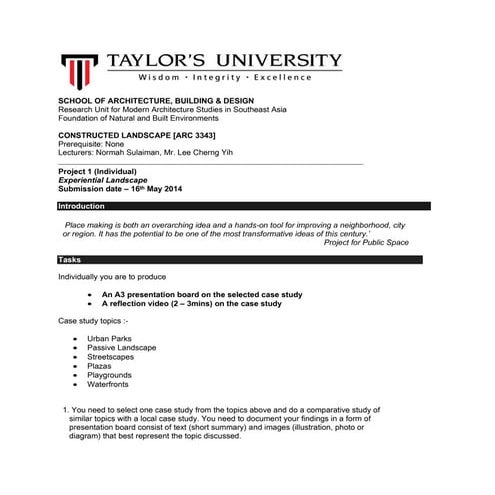 CONSTRUCTED LANDSCAPE PROJECT 1 BRIEF | PDF