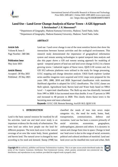 An assignment on Land Use and Land Cover | PDF