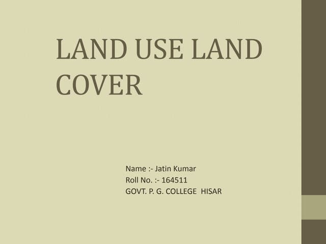 Land use and land cover classification | PDF