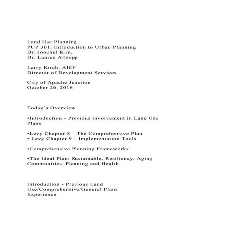 Land Use Planning PUP 301 Introduction to Urban PlanningD.docx