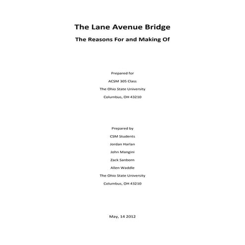 Lane ave bridge report | DOCX | Civil Engineering Industry | Industries