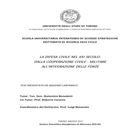 Lanfranco (2012) La difesa civile nel XXI secolo | PDF