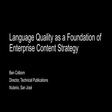 Language quality as foundation of enterprise content strategy | PPT