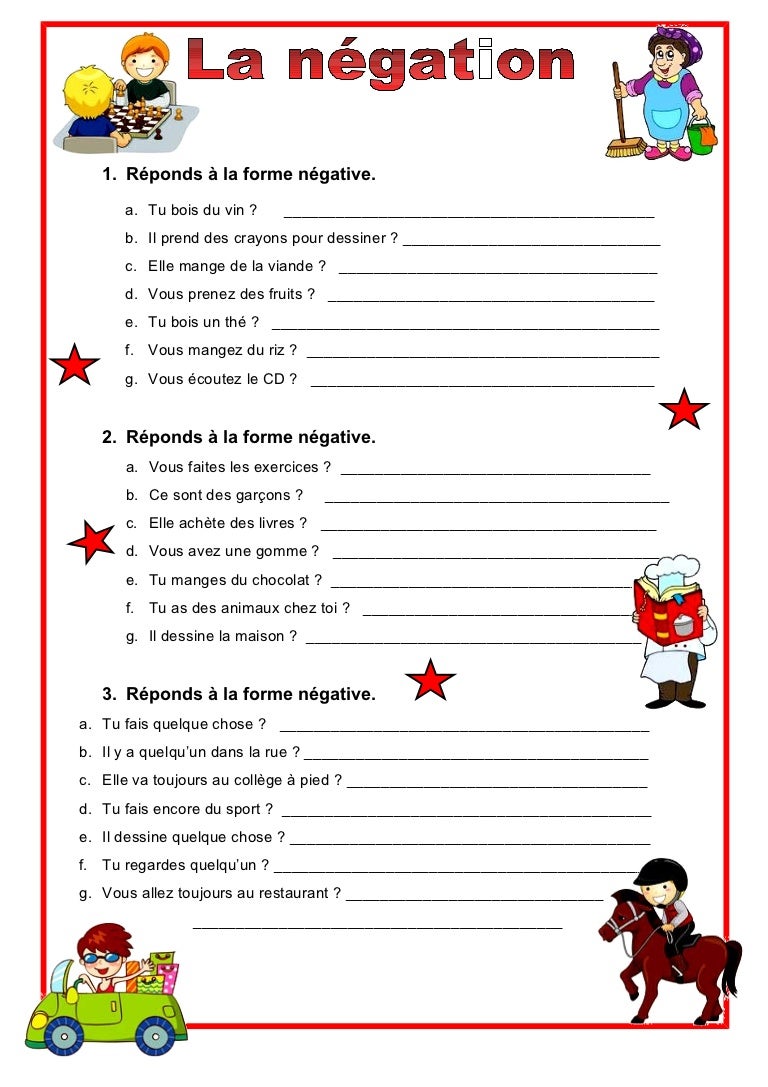 la négation exercices ce2