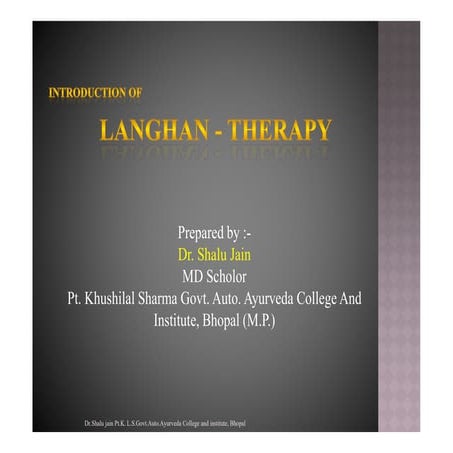 Langhan therapy - a unique ayurvedic treatment principle | PDF