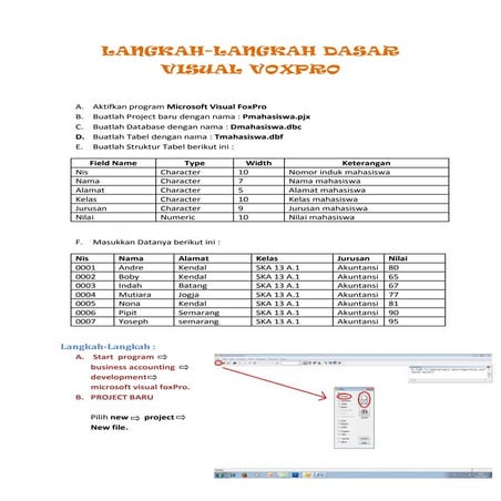 Langkah langkah dasar visual foxpro | PDF