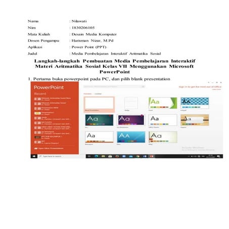 Nilawati Tutorial Pembuatan Media Pembelajaran Interaktif Aritmatika Sosial | DOCX