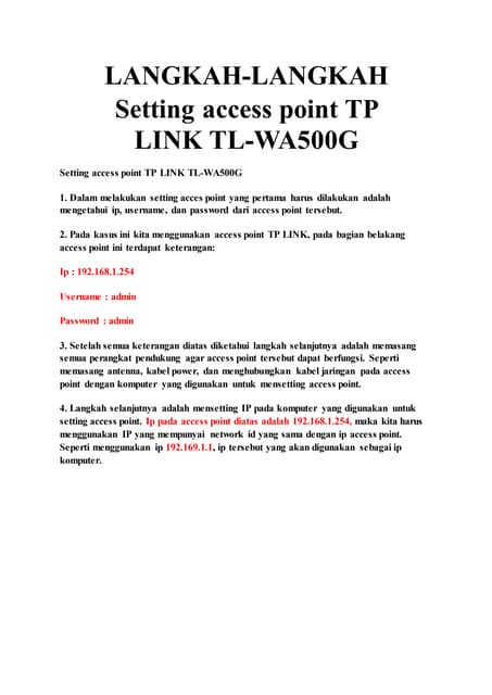 Resume konfigurasi access point | PDF