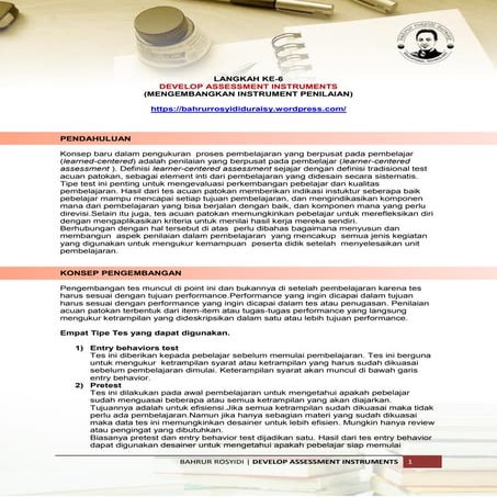 Langkah 6 developing assessment instruments | PDF
