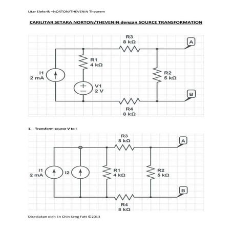 Langkah mencari litar setara norton thevenin guna source transformation ...