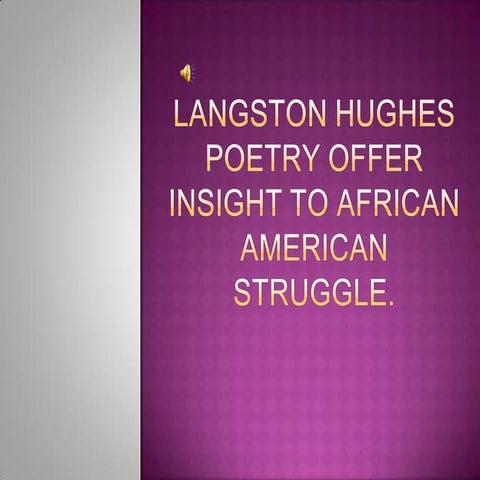 Langston Hughes Poetry Offer Insight To African American | PPTX