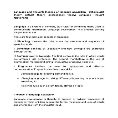 Theories of Language Acquisition | PPTX