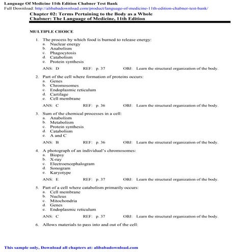 Language Of Medicine 11th Edition Chabner Test Bank | PDF