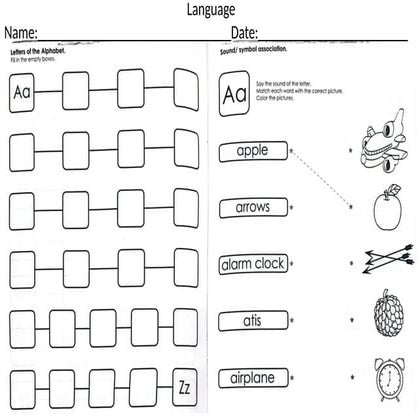 language test for grade 1- basic alphabet | DOCX