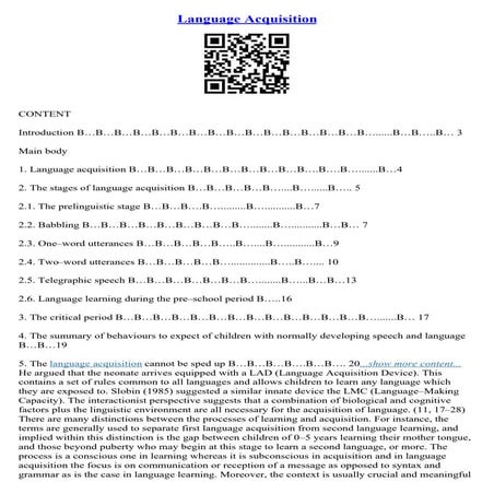 Language Acquisition Essay | PDF