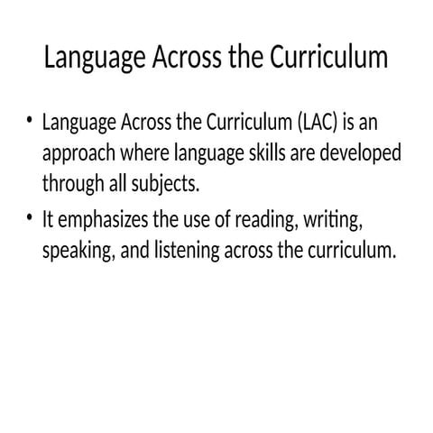 Language across the curriculum - Conceptual over view | PPTX