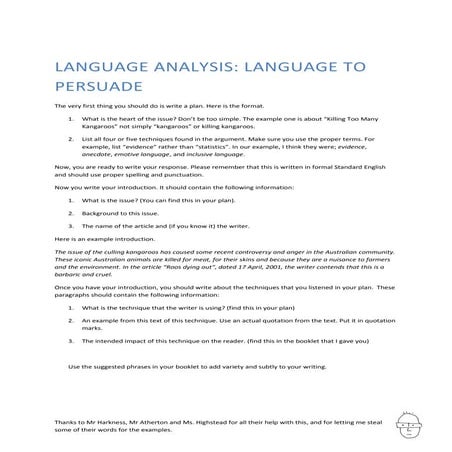 Analysing Persuasive Language : A quick guide to language and argument ...