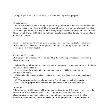Language Analysis Paper (~2 double-spaced pages) Assignment.docx