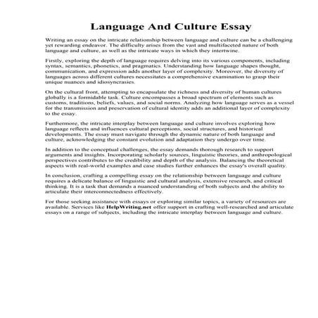 Language And Culture Essay | PDF