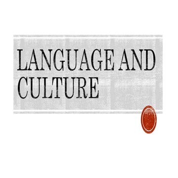 Language, culture and thought | PPTX