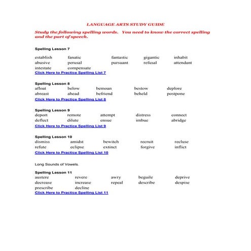 Language arts study guide second period 7 bd | DOCX