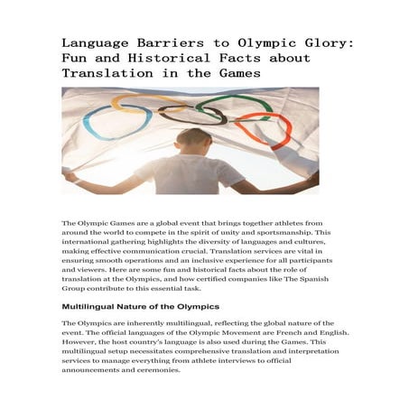 Language Barriers to Olympic Glory: Fun and Historical Facts about ...