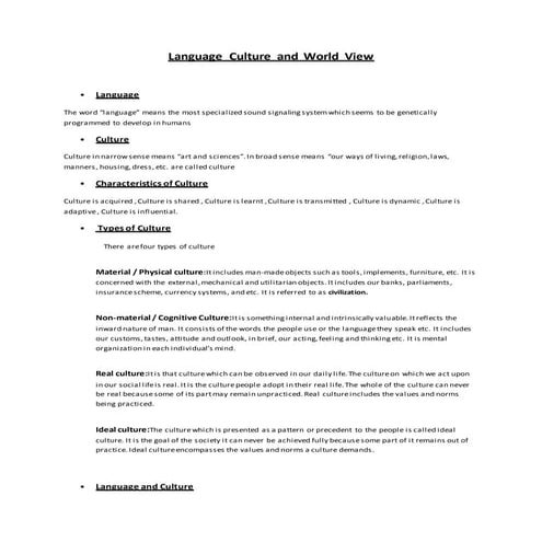 Language culture and world view | DOCX