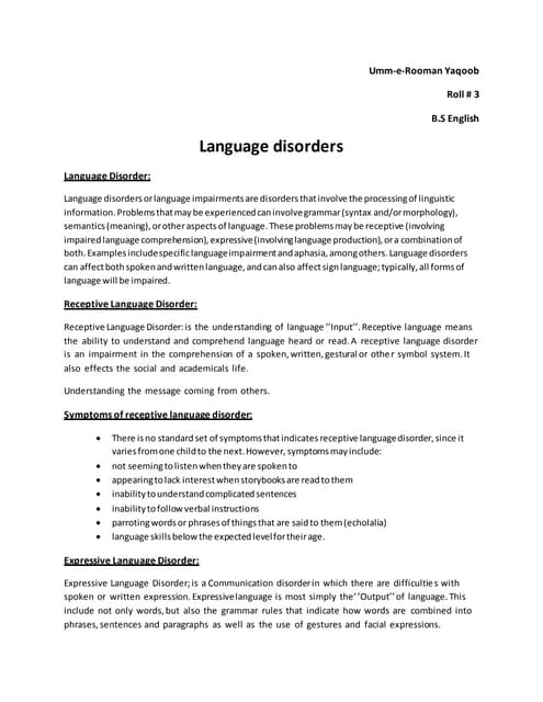 Speech and language impairment | PDF