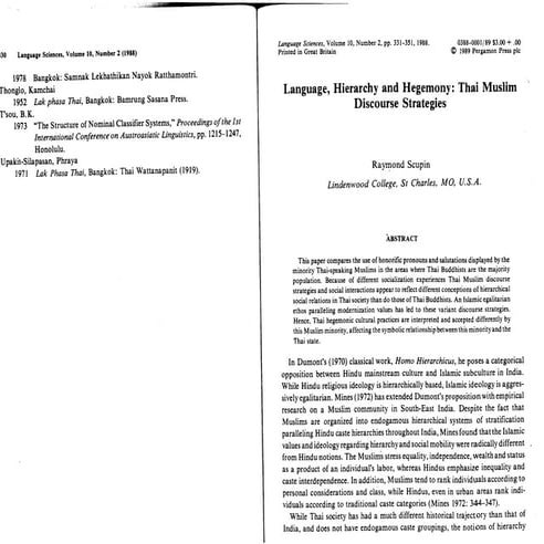 Language, Hierarchy and Hegemony: Thai Muslim Discourse Strategies ...