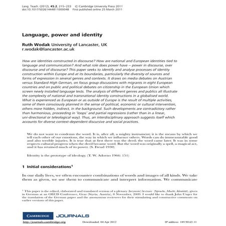 Language identity | PDF