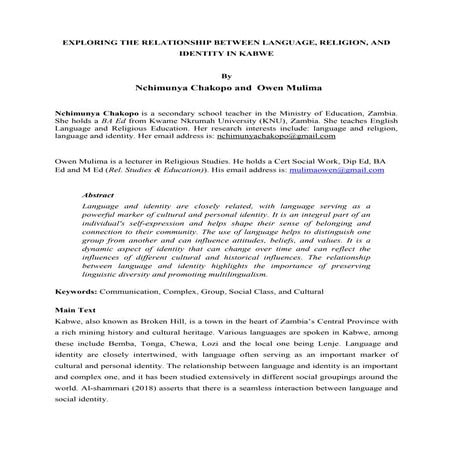 EXPLORING THE RELATIONSHIP BETWEEN LANGUAGE, RELIGION, AND IDENTITY IN ...