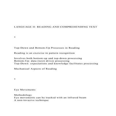 Language Ii Reading And Comprehending Text Docx