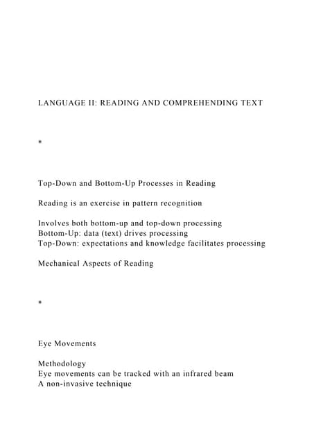 Language Ii Reading And Comprehending Text Docx