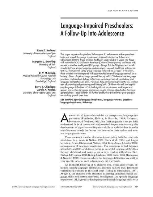 How is specific language impairment identified? | PPT | Brain and Nervous System Disorders ...