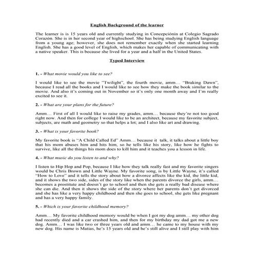 Language learner profile. | DOC