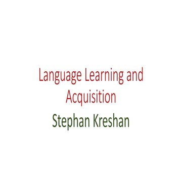 Language learning and acquisition by Stephan Kreshan | PDF