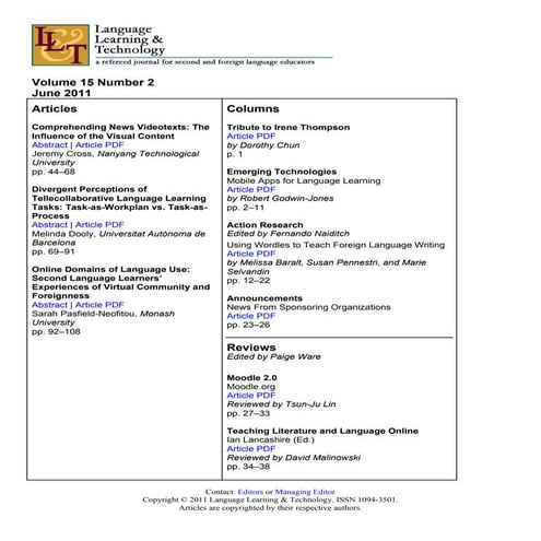 Language, learning and technology | PDF