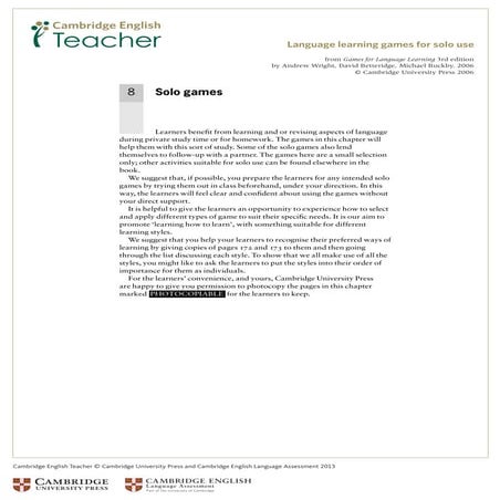 Language learning games for solo use | PDF