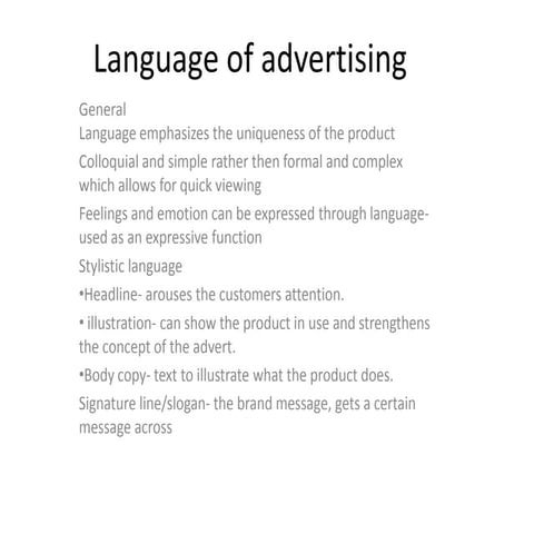 Language of advertising | PPTX