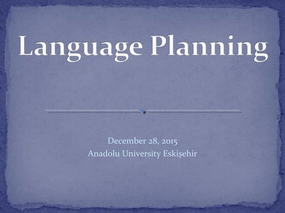 Language Planning and Language Policy | PPTX