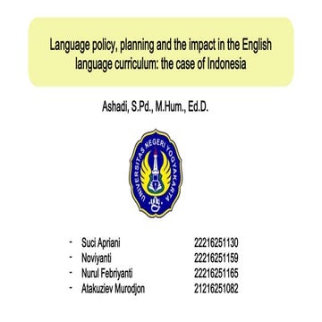 Language policy, planning and the impact in the English language ...