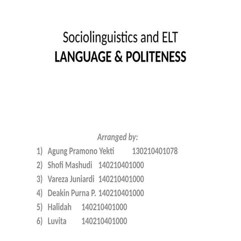 LANGUAGE & POLITENESS_Handout university | PPTX