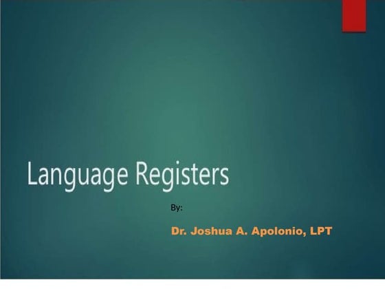 Varieties and Registers of Spoken and Written Language | PPTX