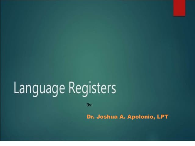 Types of Language Registers | PPTX