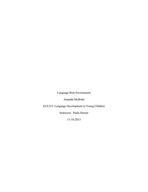 Creating a Literacy Rich Environment | PPTX