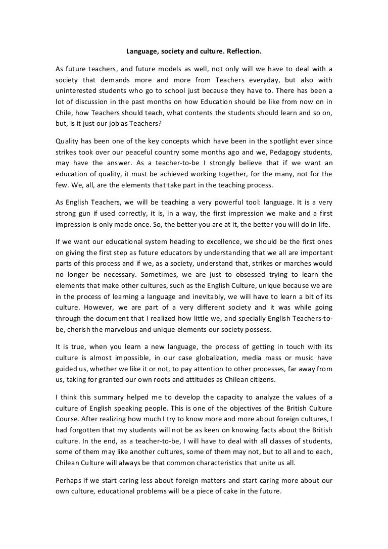 Language, society and culture. reflection.