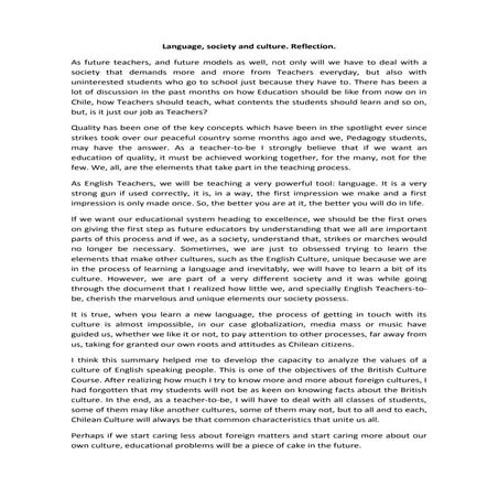 Language, society and culture. reflection. | DOC