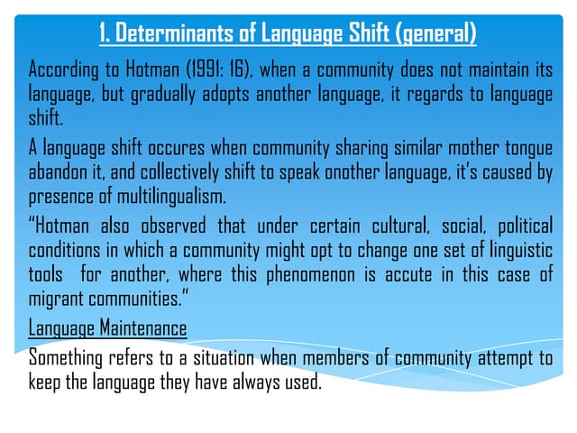 Language Shift and Factors Contributing to Language Shift | PPTX