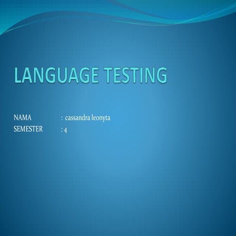 Language testing 2 | PPT