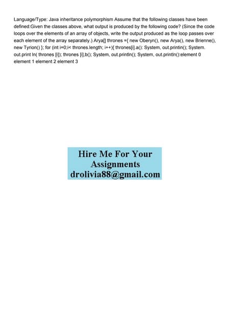 LanguageType Java inheritance polymorphism Assume that the.pdf LanguageType Java inheritance polymorphism Assume that the.pdf